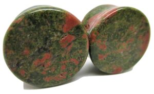 pierced republic mossy stone ear plugs - double flared gauges - 7 sizes - pair (0 gauge (8mm))