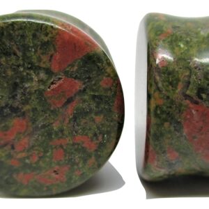 Pierced Republic Mossy Stone Ear Plugs - Double Flared Gauges - 7 Sizes - Pair (0 Gauge (8mm))