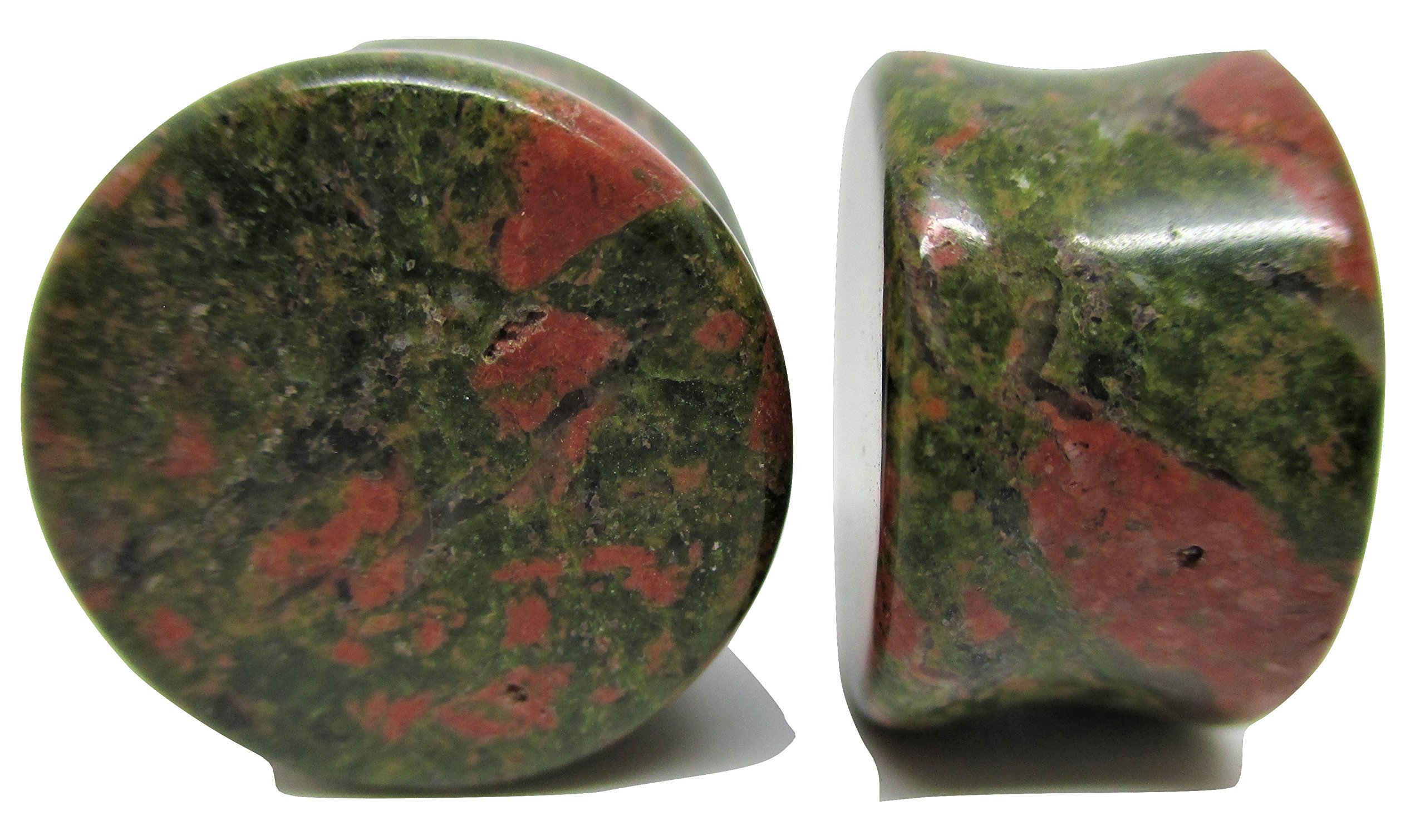 Pierced Republic Mossy Stone Ear Plugs - Double Flared Gauges - 7 Sizes - Pair (0 Gauge (8mm))