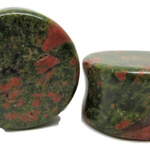 Pierced Republic Mossy Stone Ear Plugs - Double Flared Gauges - 7 Sizes - Pair (0 Gauge (8mm))