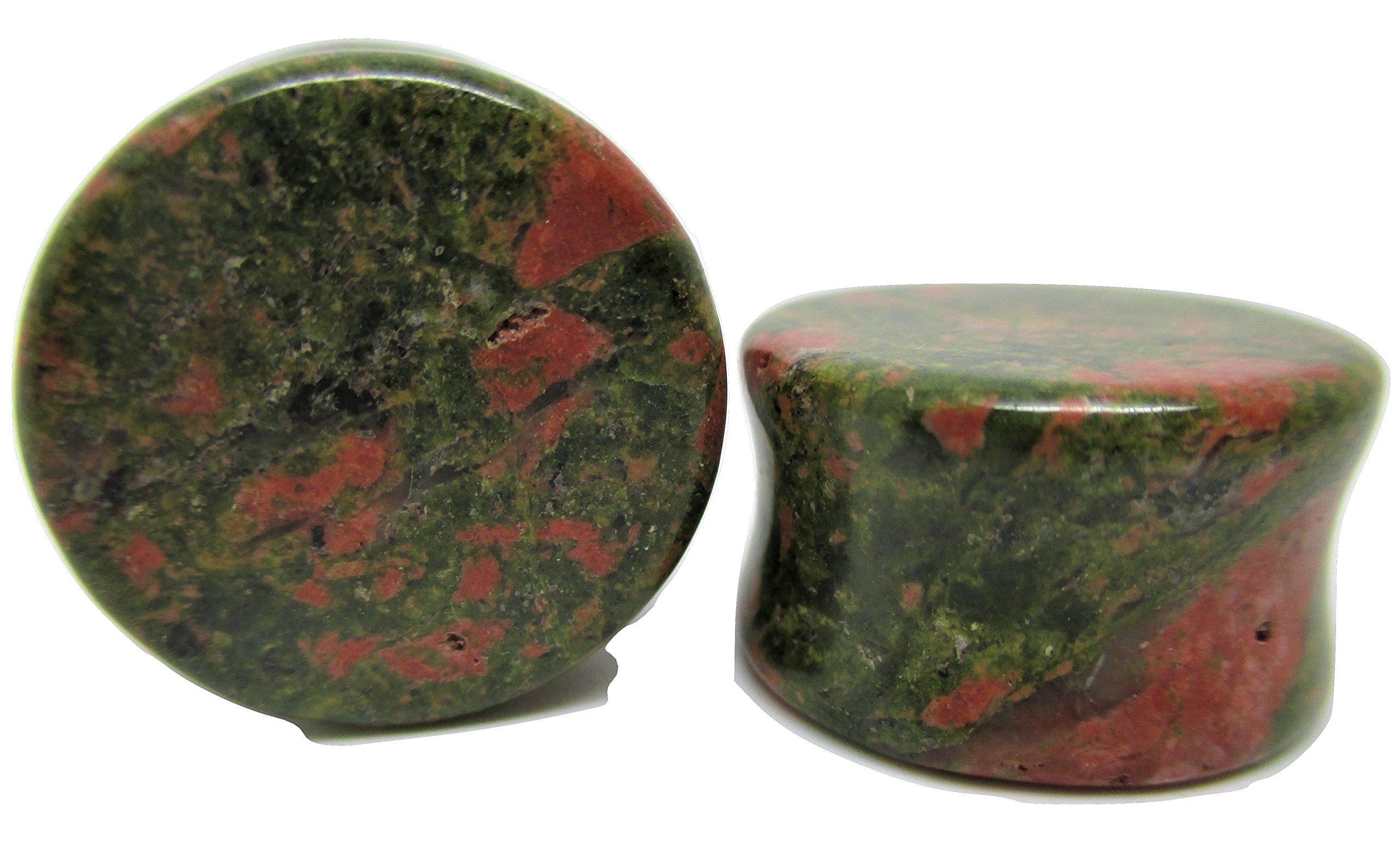 Pierced Republic Mossy Stone Ear Plugs - Double Flared Gauges - 7 Sizes - Pair (0 Gauge (8mm))