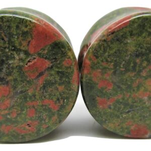 Pierced Republic Mossy Stone Ear Plugs - Double Flared Gauges - 7 Sizes - Pair (0 Gauge (8mm))