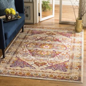 safavieh baldwin collection area rug - 8' x 10', ivory & fuchsia, vintage boho chic distressed design, non-shedding & easy care, ideal for high traffic areas in living room, bedroom (bdn189a)