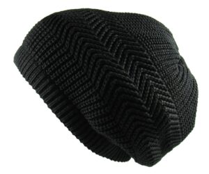 rw knitted slochy cotton classic rasta beanie (black)