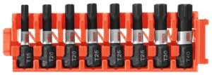 bosch ccstv108 8-piece assorted set 1 in. impact tough torx insert bits with clip for custom case system