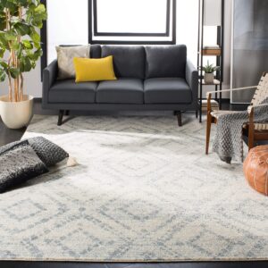 safavieh adirondack collection area rug - 8' x 10', ivory & light blue, modern diamond distressed design, non-shedding & easy care, ideal for high traffic areas in living room, bedroom (adr131t)