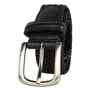 dockers big boys' braided elastic-web stretch belt, black, medium