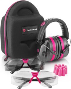 tradesmart all-in-one shooting ear protection - comfort+ nrr 28 earmuffs, glasses & earplugs + carry case