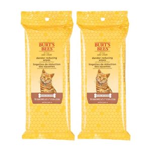 burt's bees for cats natural dander reducing wipes | kitten and cat wipes for grooming | cruelty free, sulfate & paraben free, ph balanced for cats - made in usa - 2 pack