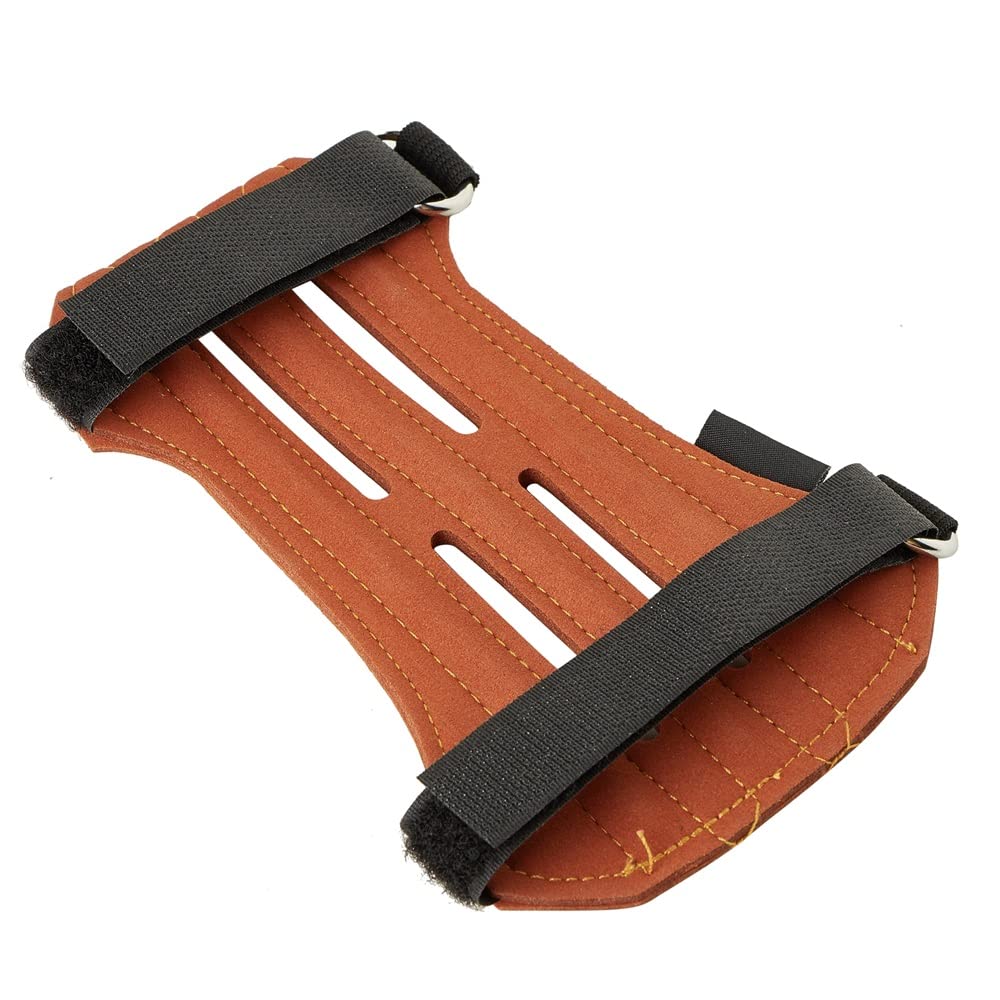 Toparchery Archery 2 Straps Arm Guard & 3 Finger Protective Gloves for Recurve Compound Long Bow Hunting Shooting Brown