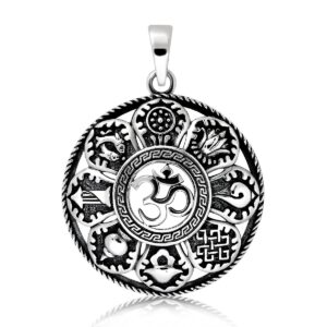 withlovesilver 925 sterling silver om ohm buddha tibet amulet tibetan pendant