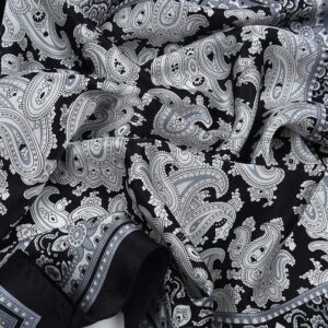 corciova Paisley White Black Western Neck Scarf Men Neckerchief 21x21 Women Silk Hair Scarf Ladies Short Bandana Purse Scarf