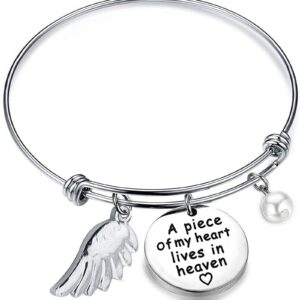 Memorial Jewelry Sympathy Gift A Piece of My Heart Lives In Heaven Lariat Y Necklace Loss Jewelry Gift (Charm Bracelet)