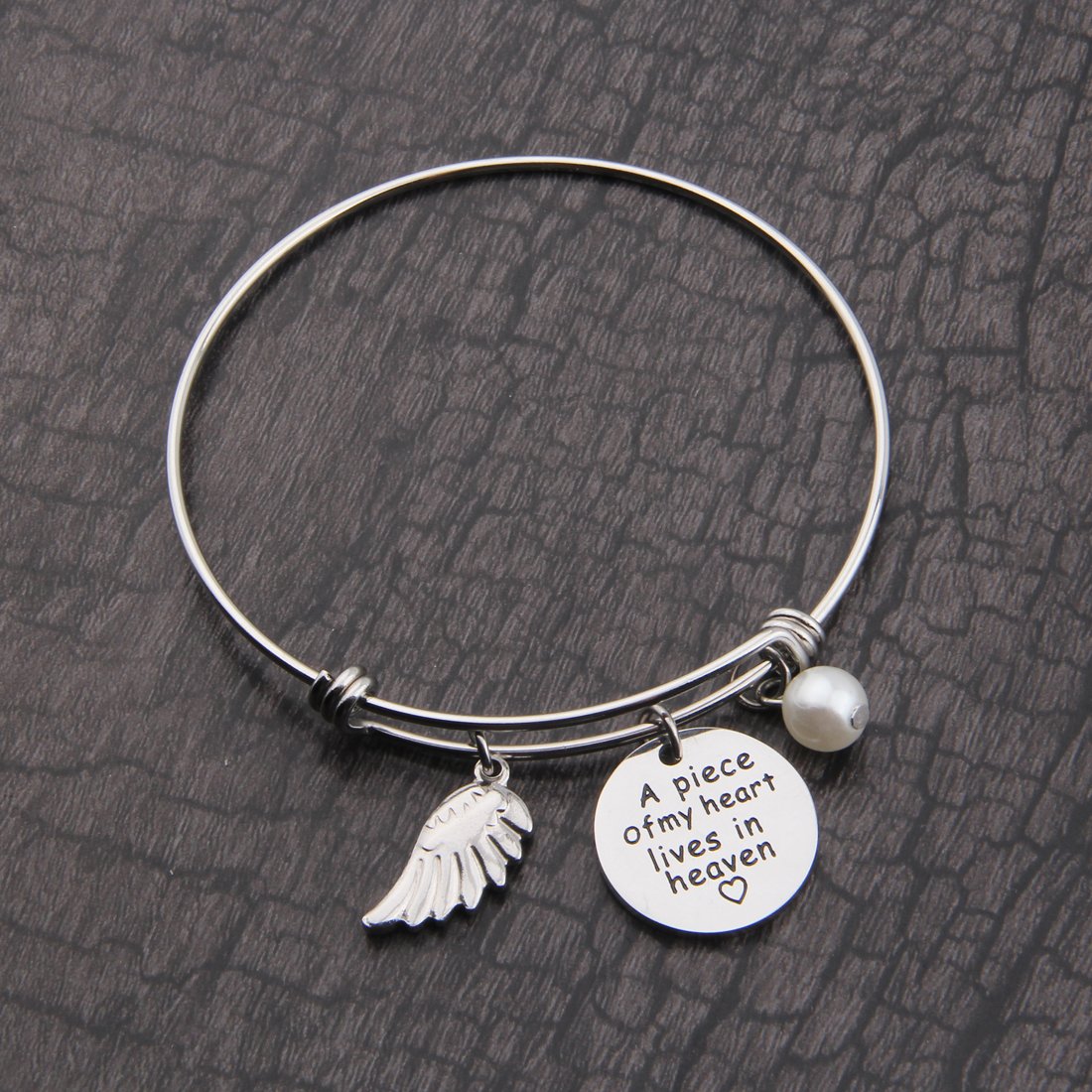 Memorial Jewelry Sympathy Gift A Piece of My Heart Lives In Heaven Lariat Y Necklace Loss Jewelry Gift (Charm Bracelet)