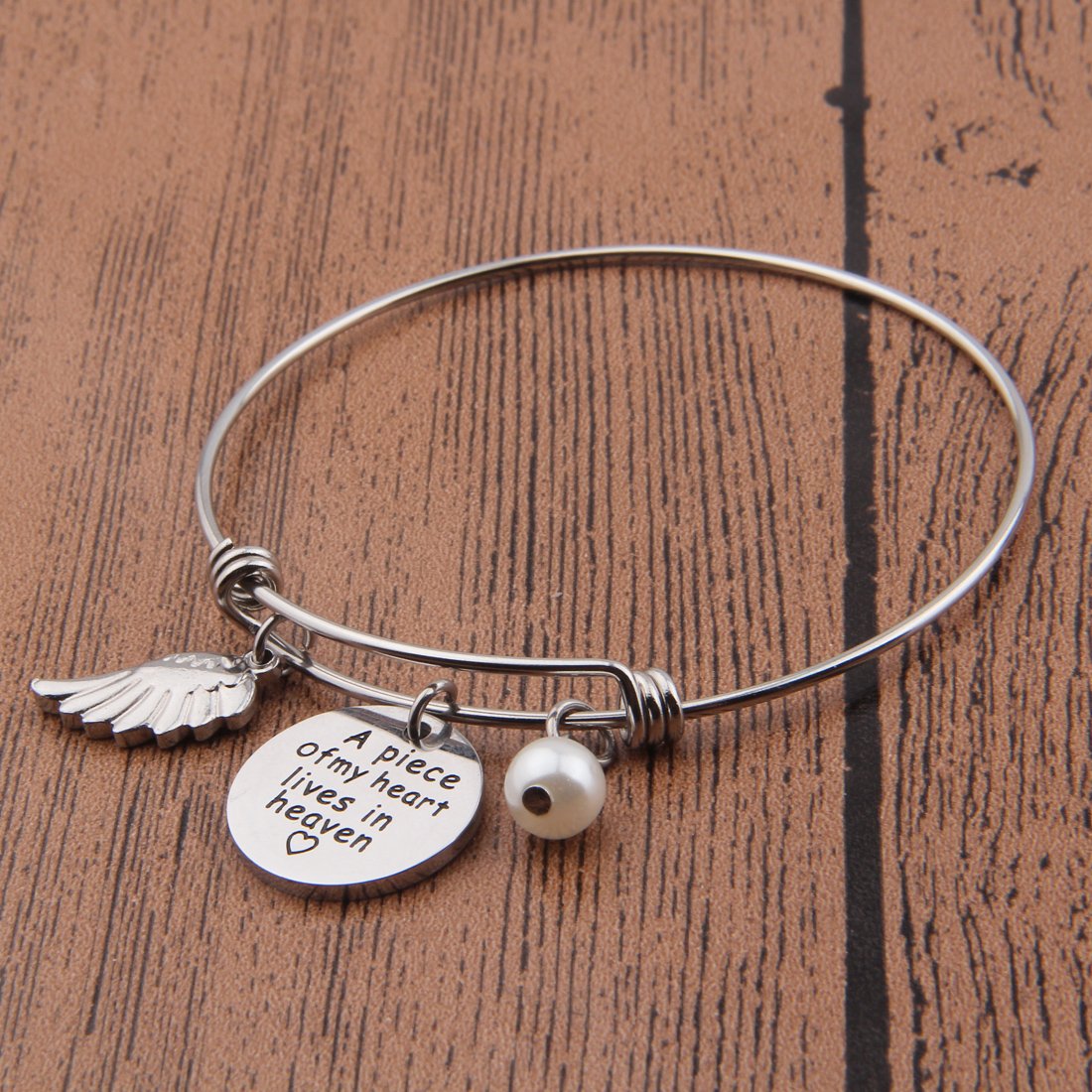 Memorial Jewelry Sympathy Gift A Piece of My Heart Lives In Heaven Lariat Y Necklace Loss Jewelry Gift (Charm Bracelet)