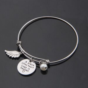 Memorial Jewelry Sympathy Gift A Piece of My Heart Lives In Heaven Lariat Y Necklace Loss Jewelry Gift (Charm Bracelet)