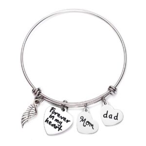 lparkin sympathy gift for loss of mother father bracelets forever in my heart bereavement gifts angels wind in memory of loved mom dad bangle bracelet for daughter memorial presents