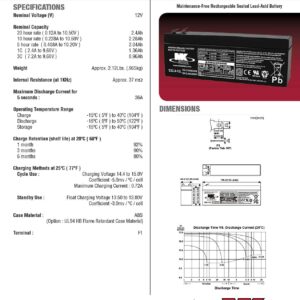 MK Battery ES2.4-12L Maintenance-Free Rechargeable Sealed Lead-Acid Battery