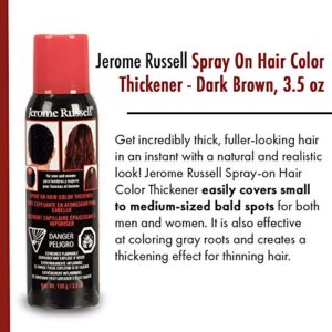 Jerome Russell Spray-on Color Dark Brown Hair Thickener, for Fine and Thinning Hair, Conceals Bald Spots, Grey Hair, Hides Root Re-growth, and Cover Hair Extension Tracks, Works for Men and Women, 3.5 oz - 2 Pack