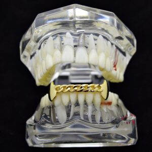 Cuban Fangs Link Plain Grillz 14k Gold Plated Bottom Lower Teeth Hip Hop Vampire Fang Grills