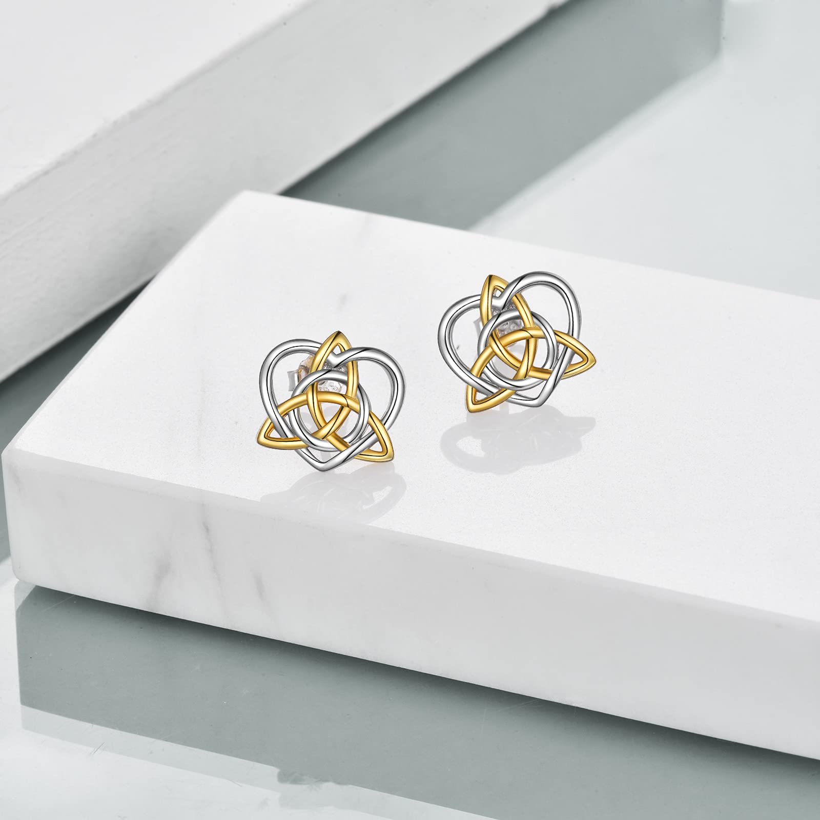 Celtic Earring Jewelry Sterling Silver Irish Celtic Earrings Hypoallergenic Triquetra Trinity Knot Stud Earrings for Women Girls, Christmas Gifts for Her