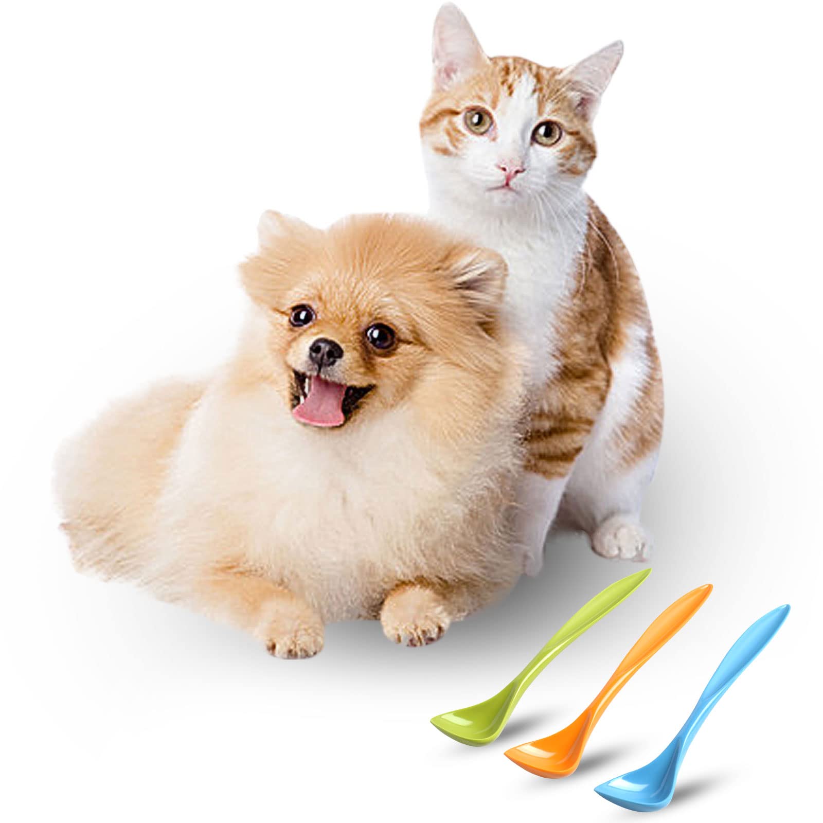 PetBonus 3-Pack Pet Food Can Spoon，Dog Cat Food Spoons, Long Handle Special Curved Design for Dog Cat Food Can Spoons