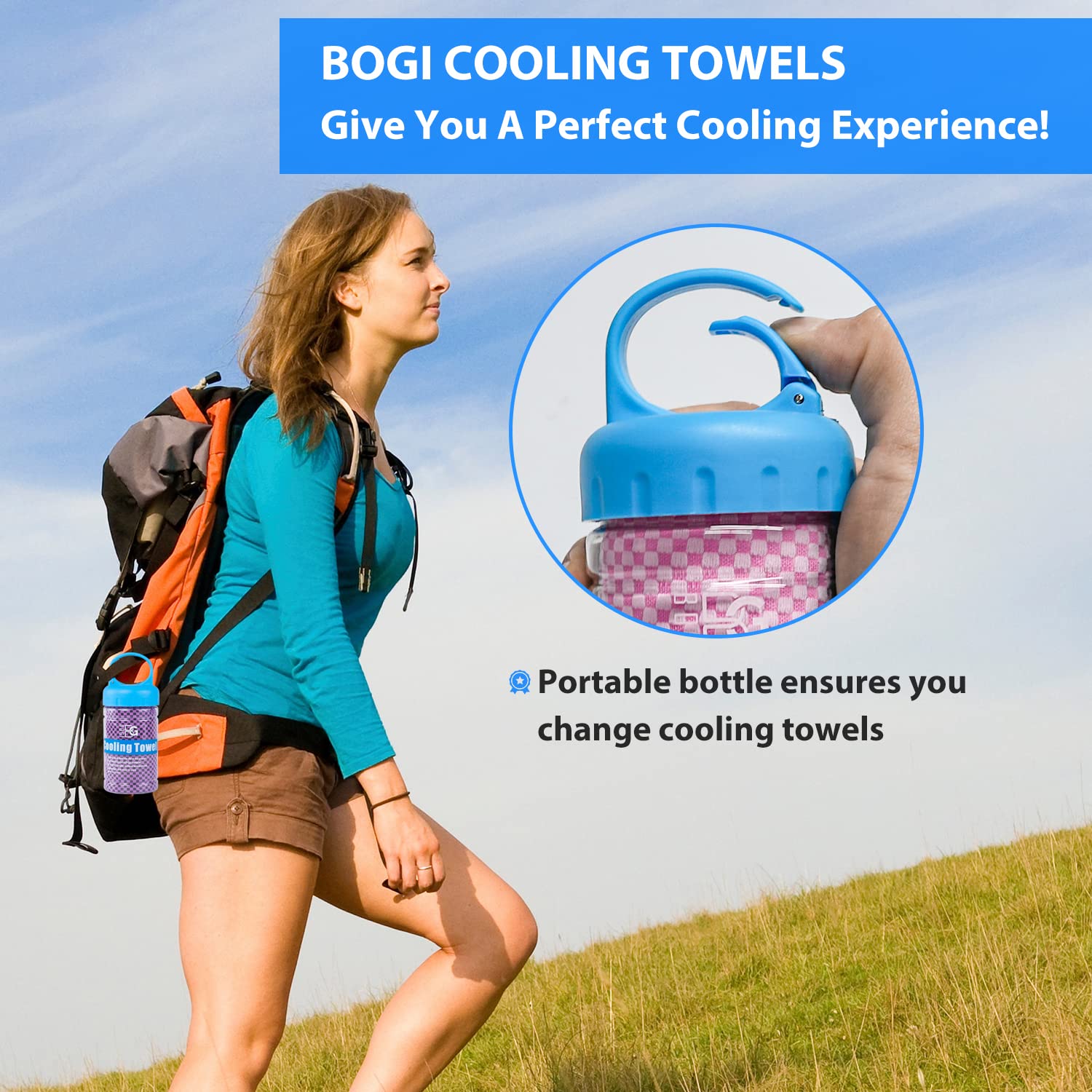 BOGI Cooling Towel, Cooling Towels for Neck and Face-40"x12"