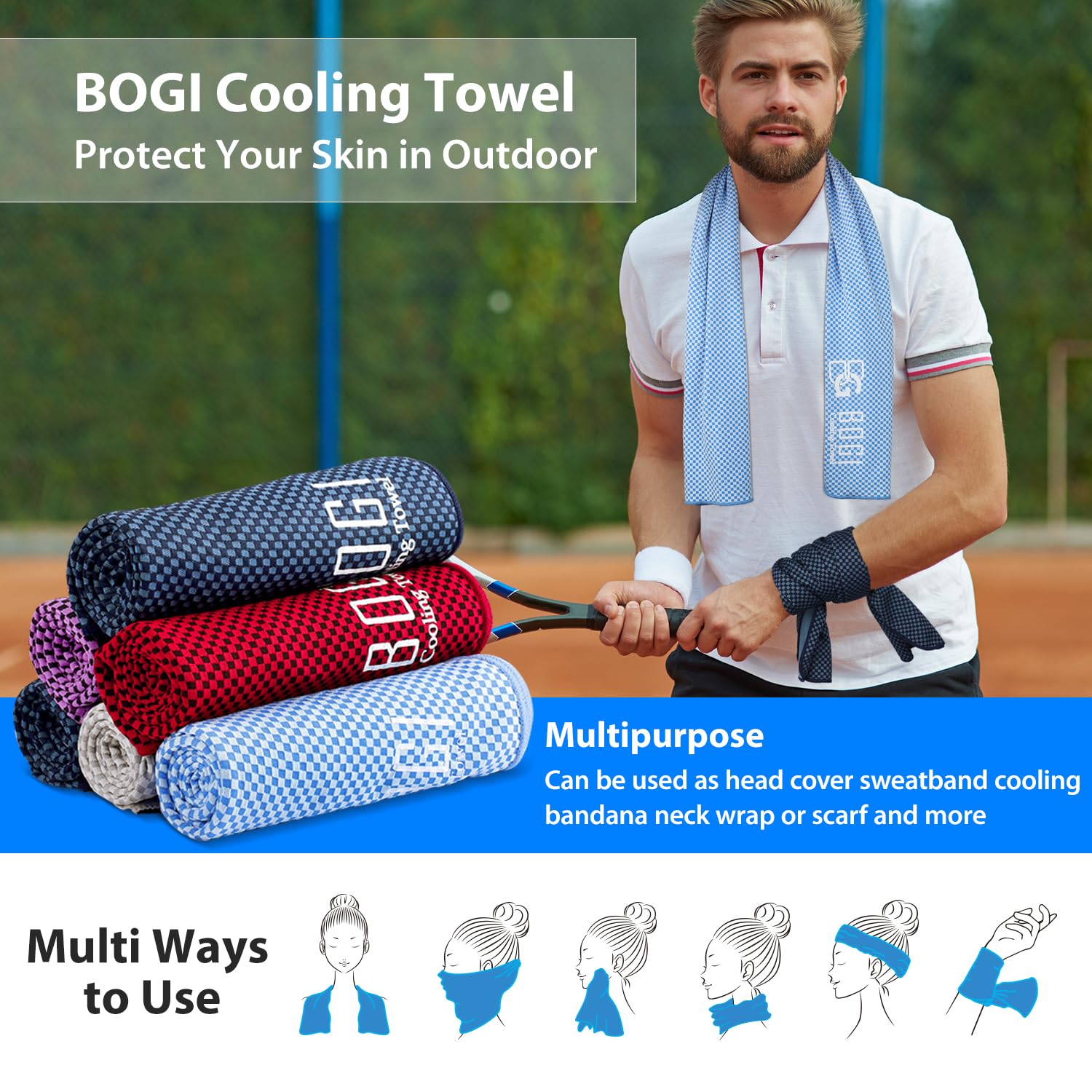 BOGI Cooling Towel, Cooling Towels for Neck and Face-40"x12"