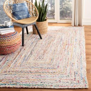 safavieh braided collection area rug - 8' x 10', ivory & multi, handmade boho reversible cotton, ideal for high traffic areas in living room, bedroom (brd210b)