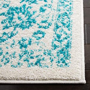 SAFAVIEH Adirondack Collection Area Rug - 8' x 10', Ivory & Teal, Oriental Distressed Design, Non-Shedding & Easy Care, Ideal for High Traffic Areas in Living Room, Bedroom (ADR109D)