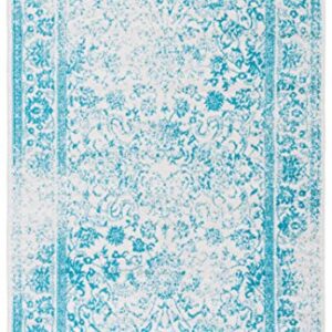 SAFAVIEH Adirondack Collection Area Rug - 8' x 10', Ivory & Teal, Oriental Distressed Design, Non-Shedding & Easy Care, Ideal for High Traffic Areas in Living Room, Bedroom (ADR109D)