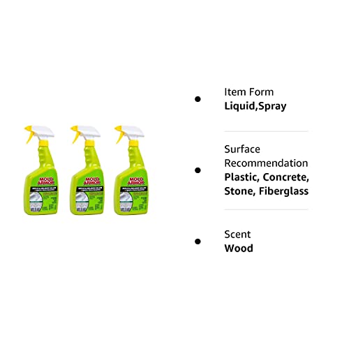 Mold Armor Home FG502 Instant Mold and Mildew Stain Remover, Trigger Spray 32 Fl Oz, Pack of 3