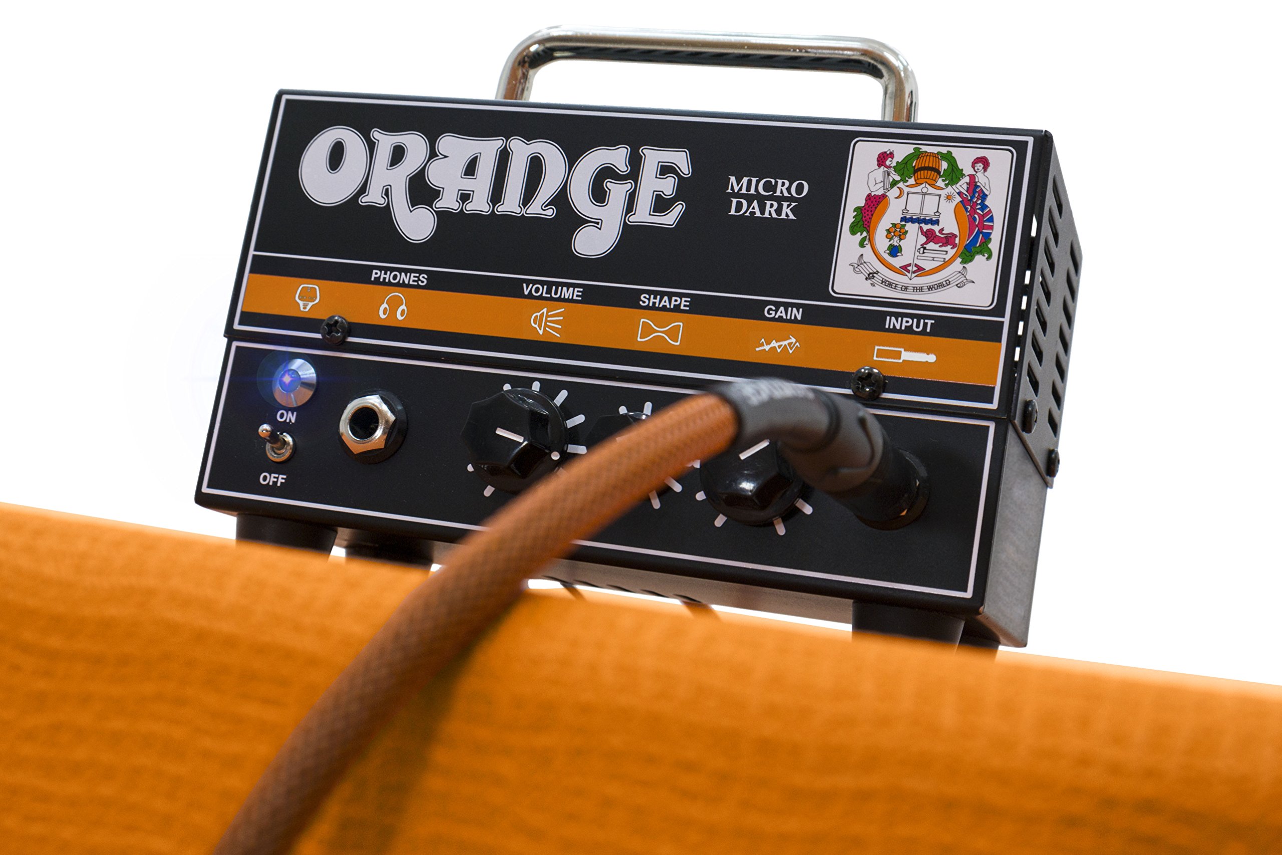 Orange MD20 Micro Dark 20-Watt Mini Guitar Amplifier Head Bundle with Instrument Cable and Austin Bazaar Polishing Cloth