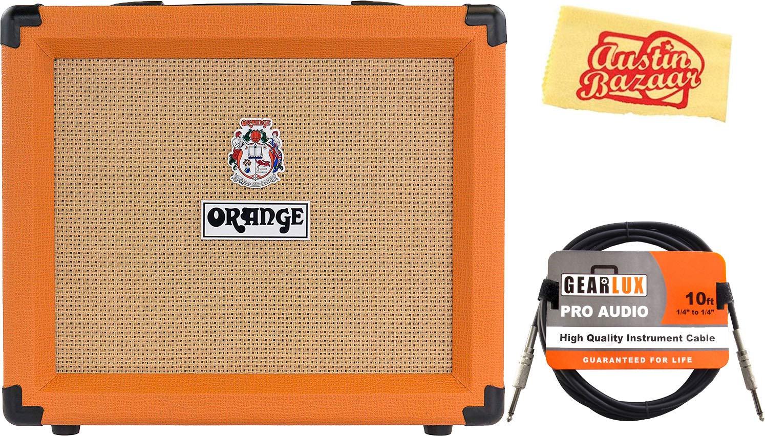 Orange Crush 20-Watt Guitar Combo Amplifier Bundle with Instrument Cable and Austin Bazaar Polishing Cloth