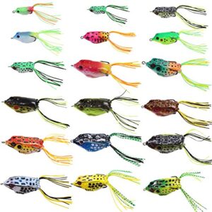 hollow body frog freshwater & saltwater float on water lure kit (18 pcs)