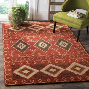 safavieh heritage collection area rug - 9' x 12', red & multi, handmade traditional oriental wool, ideal for high traffic areas in living room, bedroom (hg404a)