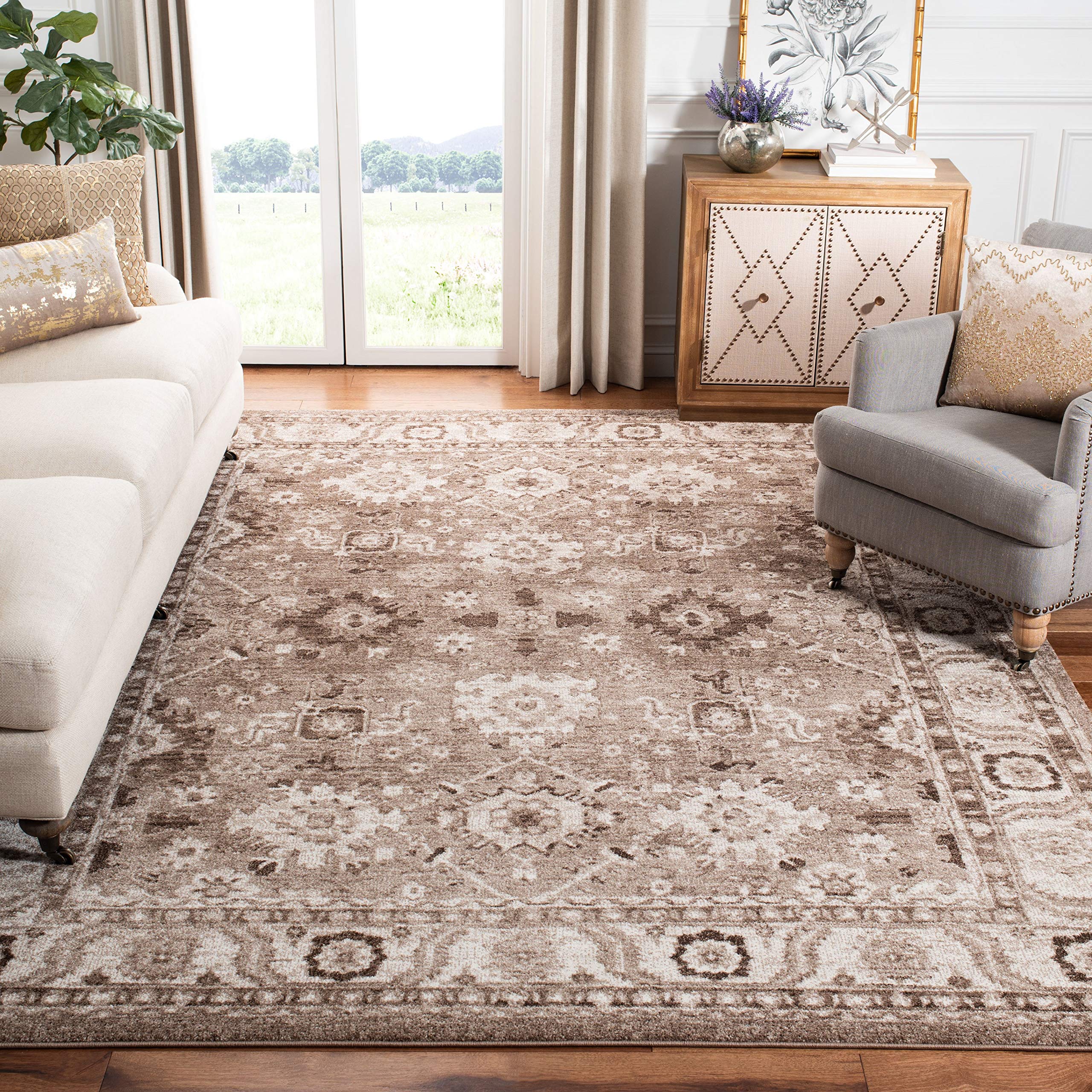 SAFAVIEH Vintage Hamadan Collection Area Rug - 10'6" x 14', Taupe, Oriental Traditional Persian Design, Non-Shedding & Easy Care, Ideal for High Traffic Areas in Living Room, Bedroom (VTH214T)