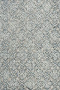 safavieh abstract collection area rug - 6' x 9', blue & grey, handmade wool, ideal for high traffic areas in living room, bedroom (abt201a)