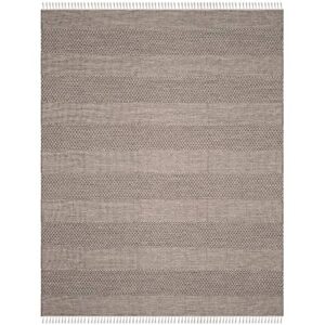 safavieh montauk collection area rug - 9' x 12', ivory & anthracite, handmade flat weave boho farmhouse cotton tassel fringe, ideal for high traffic areas in living room, bedroom (mtk330n)