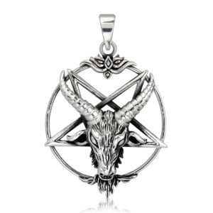 withlovesilver sterling silver 925 pentagram pentacle goat horned god cernunnos pendant