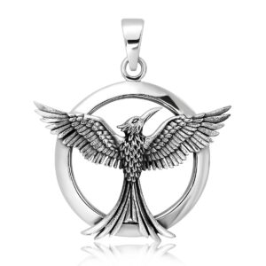 withlovesilver sterling silver 925 celtic phoenix firebird bird of paradise pendant