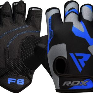 RDX Weight Lifting Gloves Gym Fitness Workout, Anti Slip Padded Palm Elasticated Strength Training Equipment Men Women Half Finger Exercise Bodybuilding Calisthenics Cycling Rowing Climbing