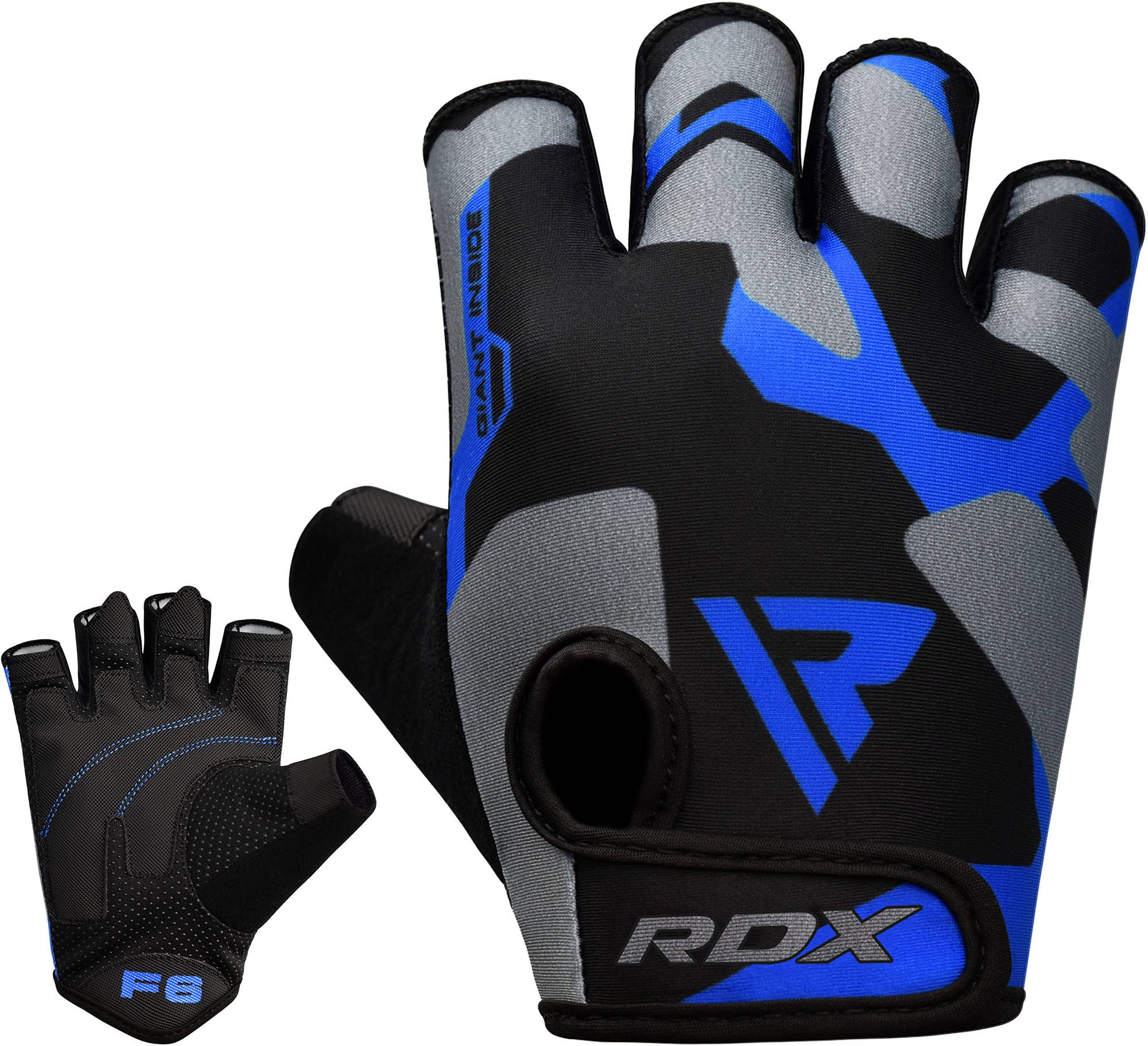 RDX Weight Lifting Gloves Gym Fitness Workout, Anti Slip Padded Palm Elasticated Strength Training Equipment Men Women Half Finger Exercise Bodybuilding Calisthenics Cycling Rowing Climbing