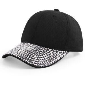 ztl womens studded rhinestone baseball cap dad trucker hat sparkle bling sun hat a - black