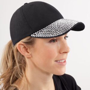 Ztl Womens Studded Rhinestone Baseball Cap Dad Trucker Hat Sparkle Bling Sun Hat A - Black