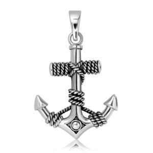 withlovesilver 925 sterling silver charm large mariner anchor sea pendant (2 sides)