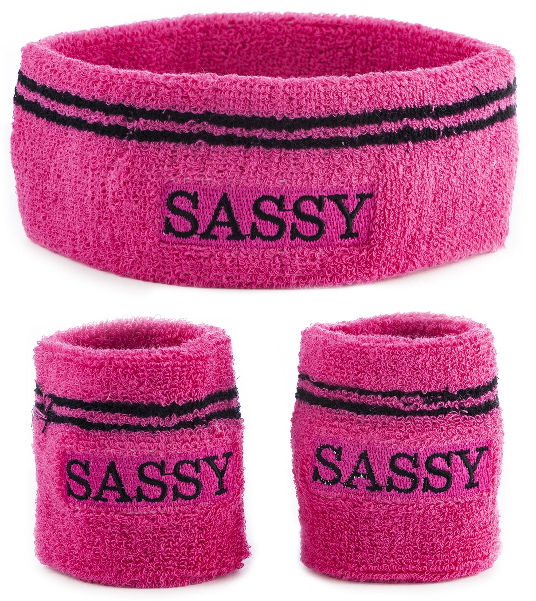 Funny Guy Mugs Sassy Unisex Sweatband Set (3-Pack: 1 Headband & 2 Wristbands)