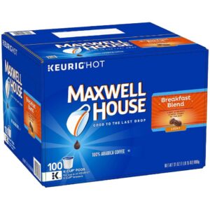 maxwell house breakfast blend coffee, k-cup pods,100 count