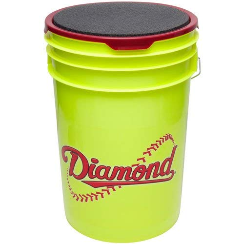 Diamond 6-Gallon Ball Bucket with 18 11YOS 11-inch Softballs, Yellow