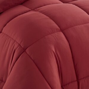 Sweet Home Collection 7 Piece Comforter Set Bag Solid Color All Season Soft Down Alternative Blanket & Luxurious Microfiber Bed Sheets, Burgundy, Full